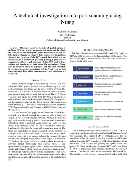 pdf a technical investigation into port scanning using nmap