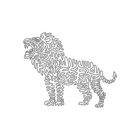 Continuous Curve One Line Drawing Of Ferocious Lion Curve Abstract Art Single Line Editable