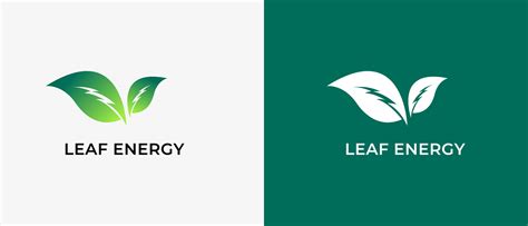 Logo Minimalist Renewable Leaf Energy With Thunder Flash Negative Space