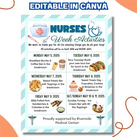 Editable Nurse Appreciation Week Flyer And Planner Canva Template Etsy