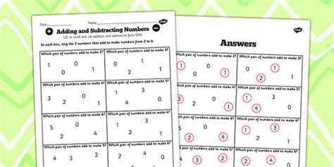 Number Facts Finding Pairs Worksheet 2 6 Teacher Made