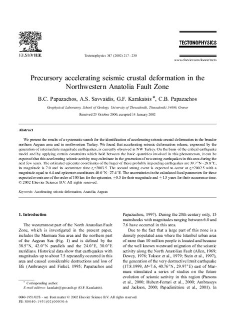 Pdf Precursory Accelerating Seismic Crustal Deformation In The