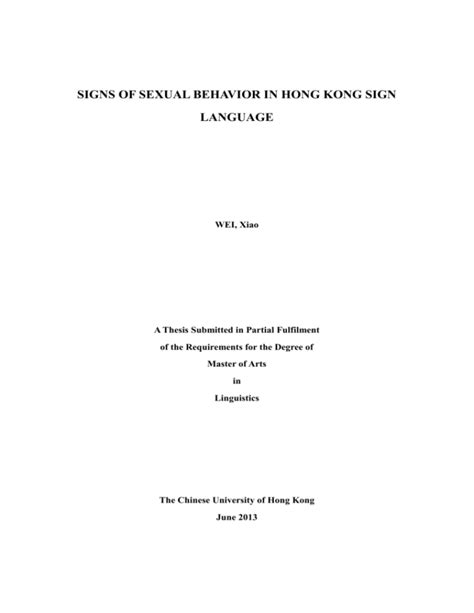 HKSL Signs Of Sexual Behavior A Linguistic Study