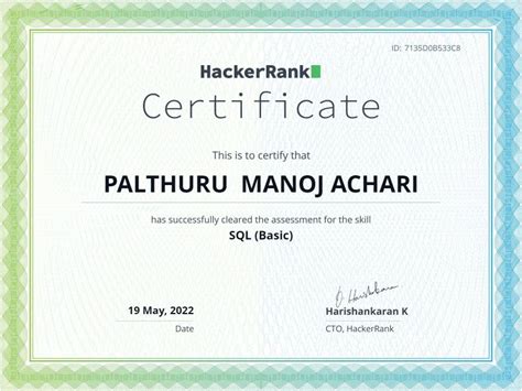 Palthuru Manoj Achari On Linkedin Sql Hackerrank