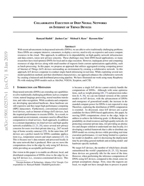Collaborative Execution Of Deep Neural Networks On Internet Of Things