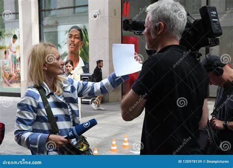 German Tv Ard Reporter Interview Peopple Editorial Stock Image Image