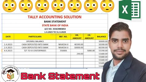 Bank Entry In Excel Excel Bank Statement Bank Data Entry Create My Bank Account Youtube