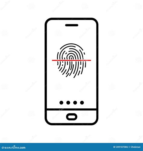 Smartphone Unlocking Icon Fingerprint Scan Icon Stock Vector Illustration Of Identification