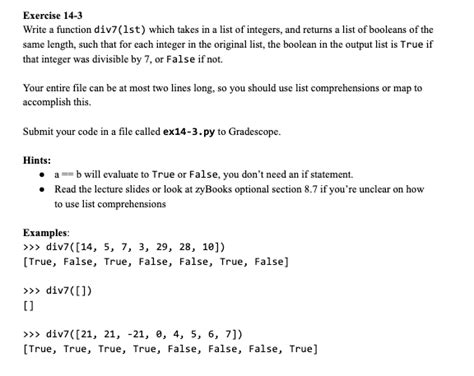 solved exercise 14 3 write a function div7 lst which takes
