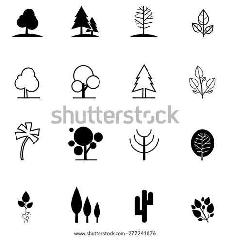 Set Tree Icons Different Style Stock Vector Royalty Free Shutterstock