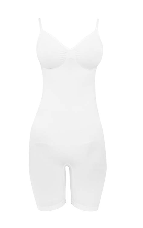 White Mid Thigh Shapewear Bodysuit Lingerie And Nightwear