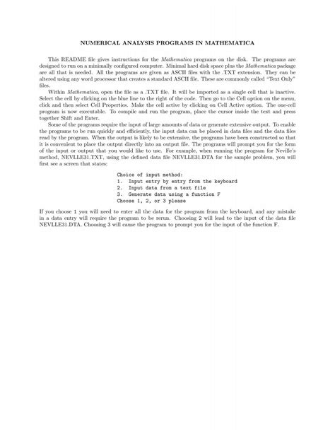 Numerical Analysis Programs In Mathematica This