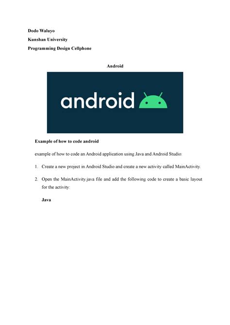 Dodo Waluyo Assignment Developing Android Dodo Waluyo Kunshan