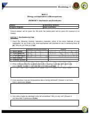MCB 11 Exer 5 Answer Sheet Pdf MCB 11 Biology And Applications Of Microorganisms EXERCISE 5