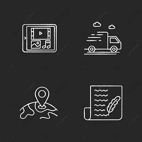 검은 배경에 설정 소셜 미디어 상점 분필 흰색 아이콘 상징 개념 표현하다 Png 일러스트 및 벡터 에 대한 무료 다운로드