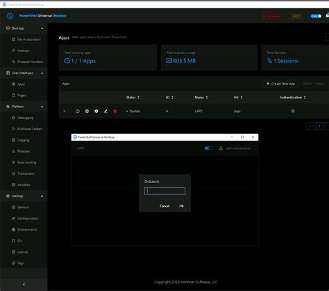New App In Psu Desktop Showing Submit Form Universal Dashboard Ironman Software Forums