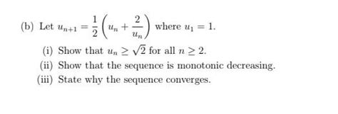solved 1 2 2 1 2 b let un 1 where u 1 2 un i