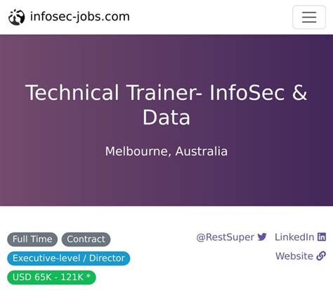 [hiring] Technical Trainer Infosec And Data In Melbourne Australia R