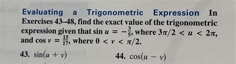 Solved Expression In A Na Evaluating A Trigonometric