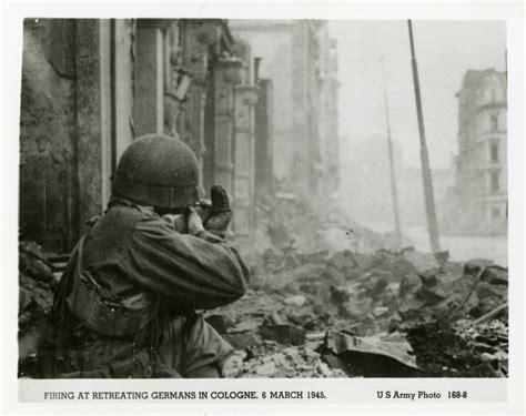 Us Army Soldier Shooting At Retreating German Soldiers Cologne