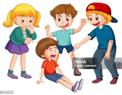 Un Garçon Se Fait Intimider Par Dautres Enfants Vecteurs Libres De Droits Et Plus Dimages