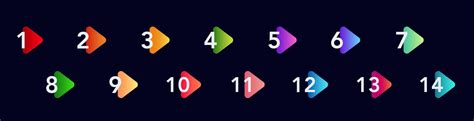 Colorful Numbered Bullet Points For Lists And Presentation Steps In