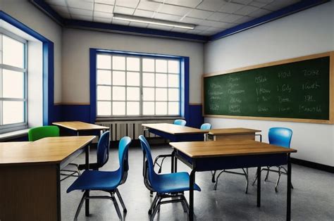 View Of D Classroom Desk Premium Ai Generated Image