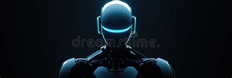 Glowing Humanoid Robot Design Showcases Minimalist Aesthetic In Dark Setting Generative Ai