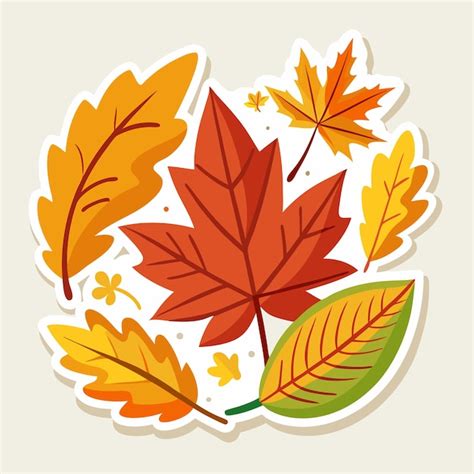Fall Leaves Vector Sticker Natural Art Premium Ai Generated Vector
