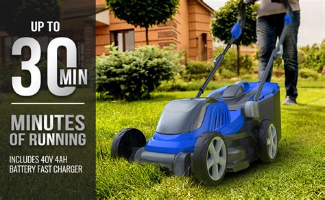 WILD BADGER POWER Lawn Mower 40V Brushless 18" Cordless, 5 Cutting Height Adjustments Electric ...