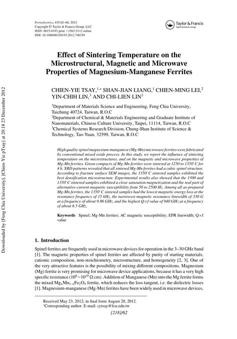 Pdf Effect Of Sintering Temperature On The Microstructural Magnetic