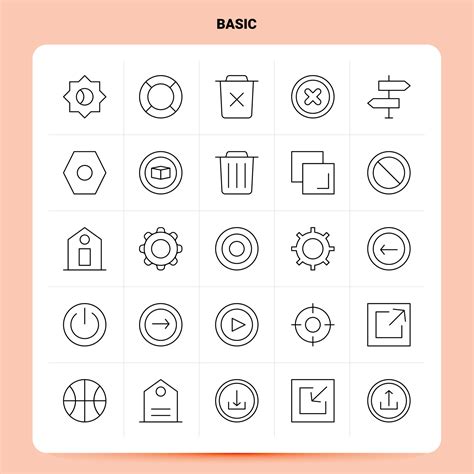 Outline 25 Basic Icon Set Vector Line Style Design Black Icons Set Linear Pictogram Pack Web And