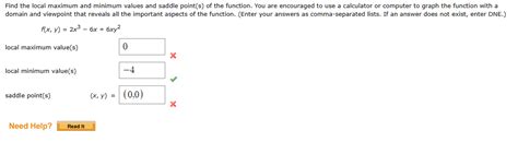 Solved Find The Local Maximum And Minimum Values And Saddle