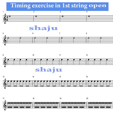 Shajus Guitar Lessons Notes And Timing Exercise In 1st String For