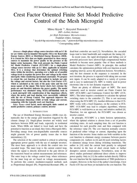Crest Factor Oriented Finite Set Model Predictive Control Of The Mesh