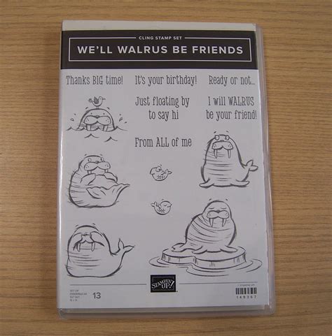 Stampin Up Well Walrus Be Friends Rubber Stamp Set Gently Used