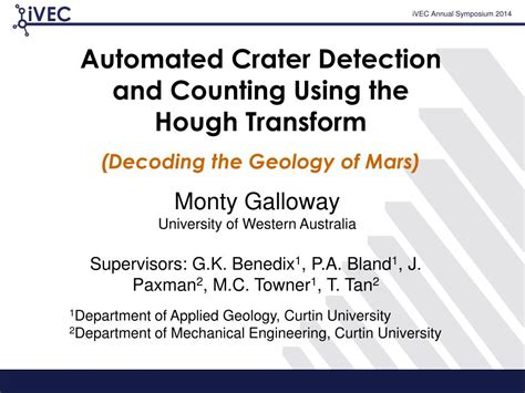 Ppt Automated Crater Detection And Counting Using The Hough Transform