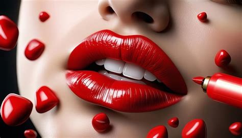 Vibrant Red Lip Design In 3d Rendering Premium Ai Generated Image
