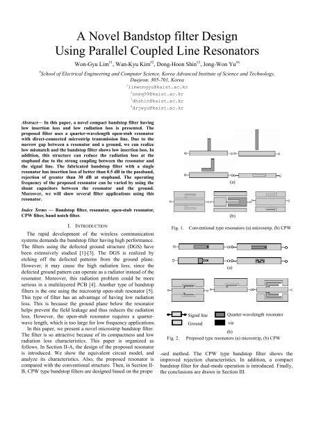 A Novel Bandstop Filter Design Using Parallel Coupled Line Kaist