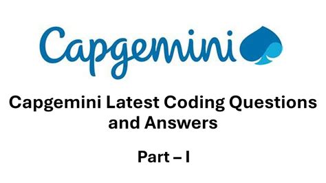 Capgemini Latest Coding Questions And Answers I Part I Youtube