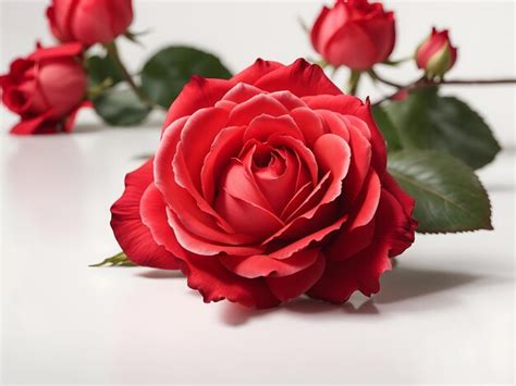 Premium Photo Rose Red Flower On White Background