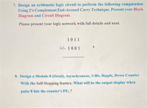 Solved 7 Design An Arithmetic Logic Circuit To Perform The
