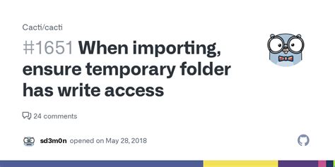 When Importing Ensure Temporary Folder Has Write Access · Issue 1651 · Cacticacti · Github