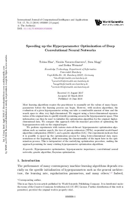Pdf Speeding Up The Hyperparameter Optimization Of Deep Convolutional Neural Networks