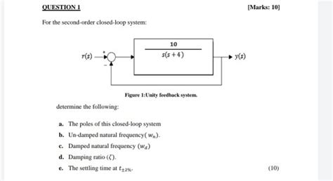 solved [marks 10 question for the second order closed loop