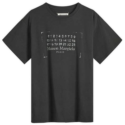 Maison Margiela Womens Logo T Shirt In Washed Black Maison Margiela