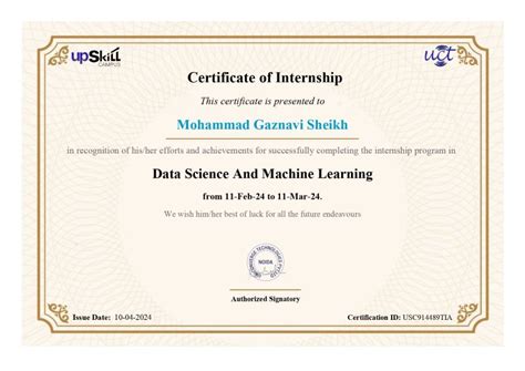 Gaznavi Sheikh On Linkedin Datascience Machinelearning Internship