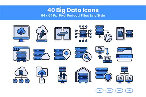 40 Big Data Icons Filled Line Graphic By Kmgdesignid · Creative Fabrica