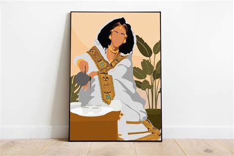 Eritrean Woman Eritrean Jebena Ceremony Eritrean Wall Art Black Print Black Wall Art Canvas