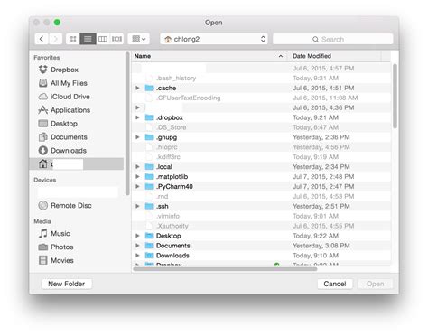 Macos In Non Native Applications In The Open File Dialog I Can See Hidden Files But I Cant